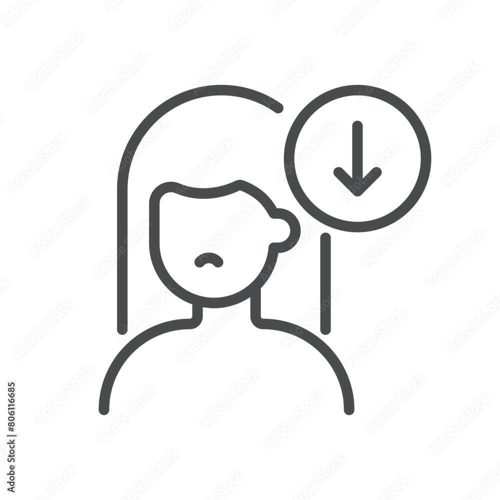 Low Energy Icon. Line Vector Illustration of a Tired Woman Silhouette ...