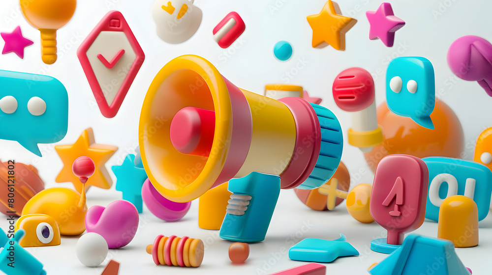 Cartoon 3D Icon: Marketing Campaign Symbol for Advertising Strategies ...