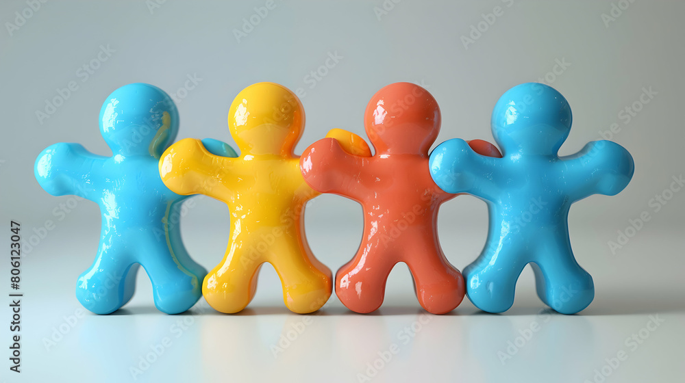 Cartoon 3D Teamwork Icon - Concept Symbol for Collective Efforts and ...