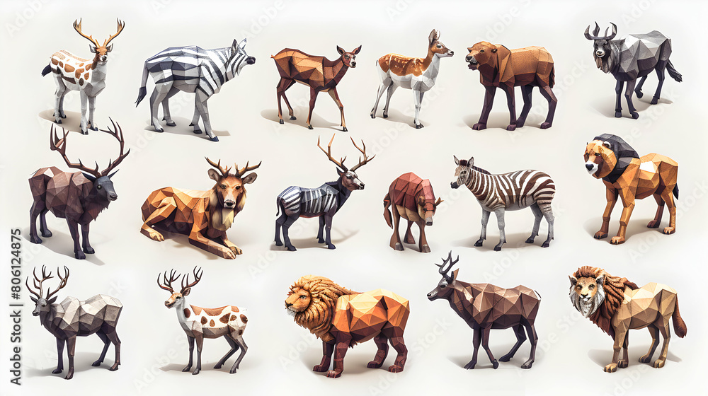 Ultra Realistic Leadership Animal Avatar Set: Isometric Scene with ...