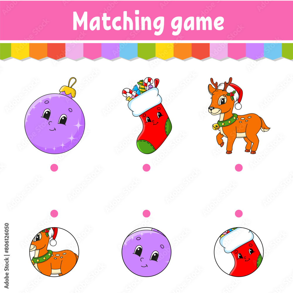 Matching game for kids. Education developing worksheet. Draw a line ...