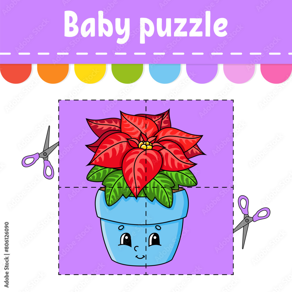 Baby puzzle. Easy level. Flash cards. Cut and play. Color activity ...