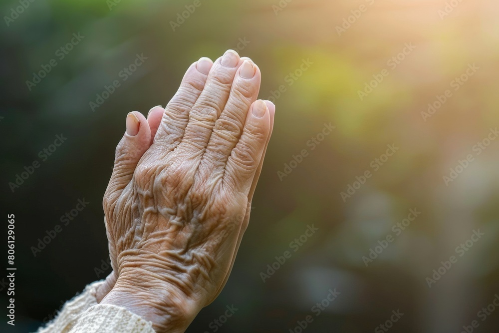 A close-up of a man's hand shows the West Side gesture on a white ...