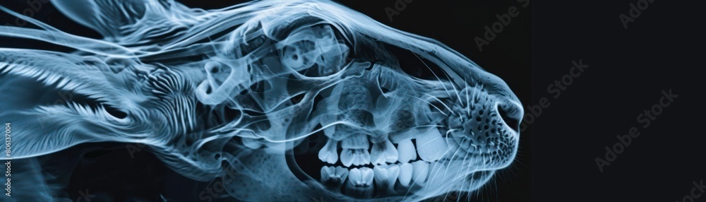 MRI image of a rabbits head focusing on dental structure. Stock ...