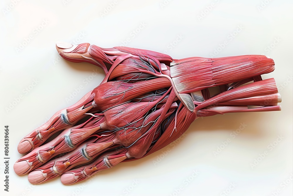 Anatomic model of the muscles of the human hand. Stock Illustration ...