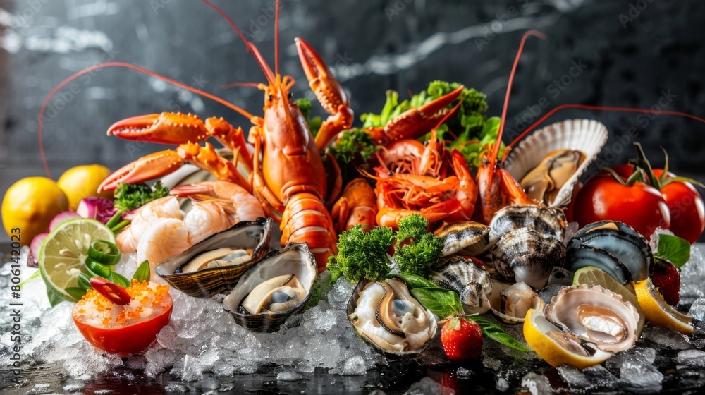 A mouthwatering seafood platter featuring a variety of fresh catches ...