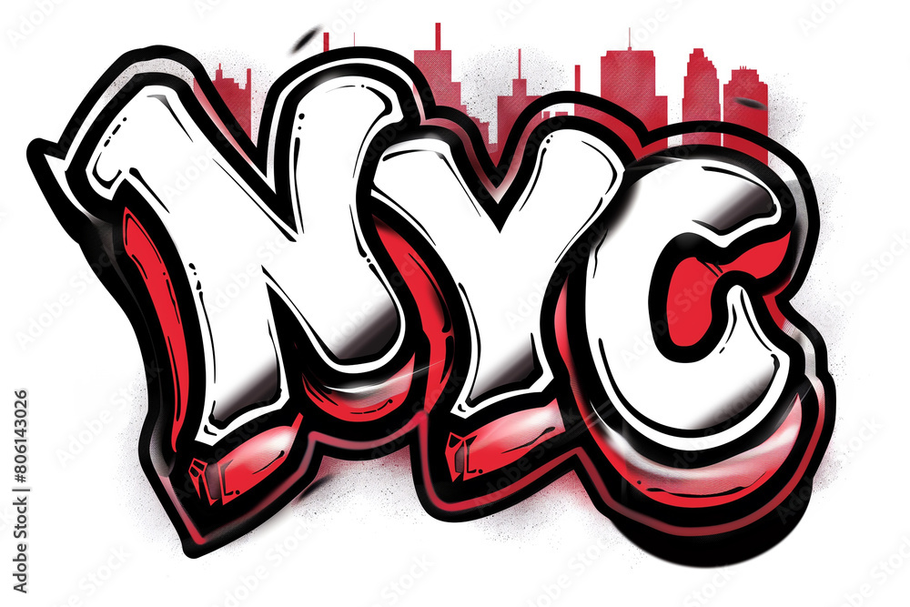 NYC, letters in graffiti style mural design. Spray painted tag, street ...