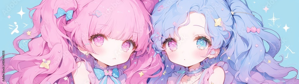 chibi drawings of full body anime girls with different hair Stock ...