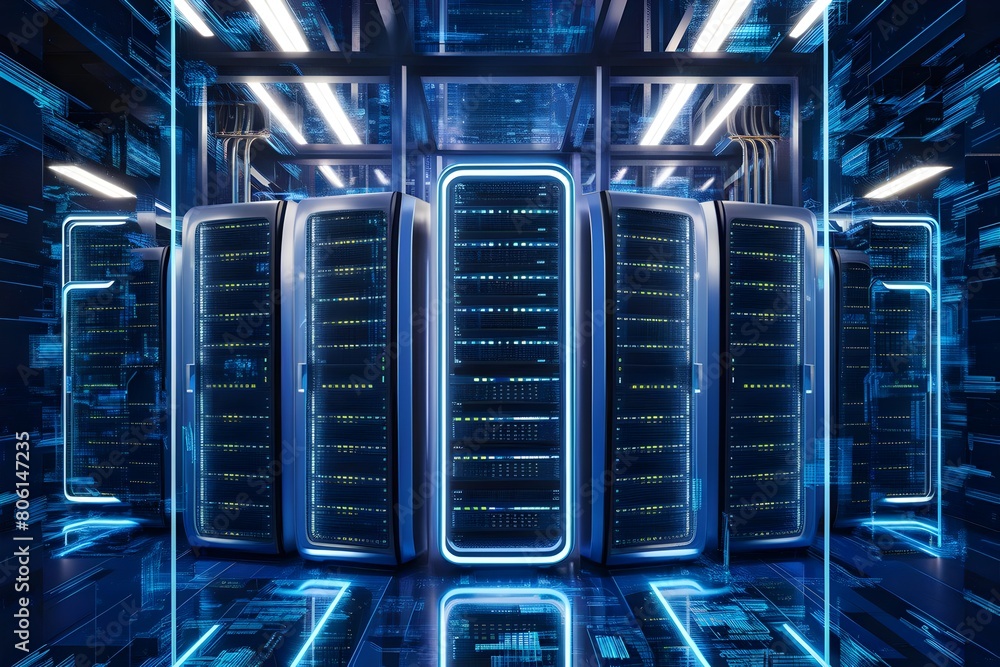 ภาพประกอบสต็อก data center server room mainframe computer cloud ...