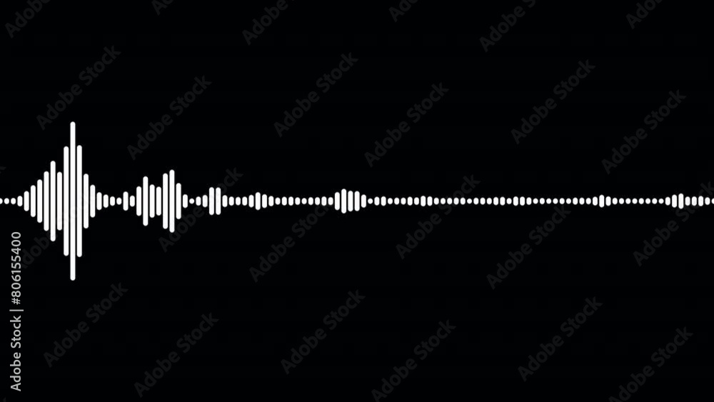 4k abstract music sound wave or audio wavefrom isolated on black ...