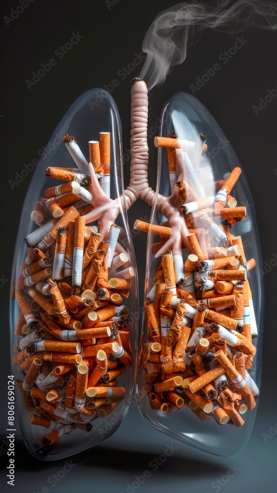 Human Lung Filled with Cigarettes: A human lung with its delicate ...