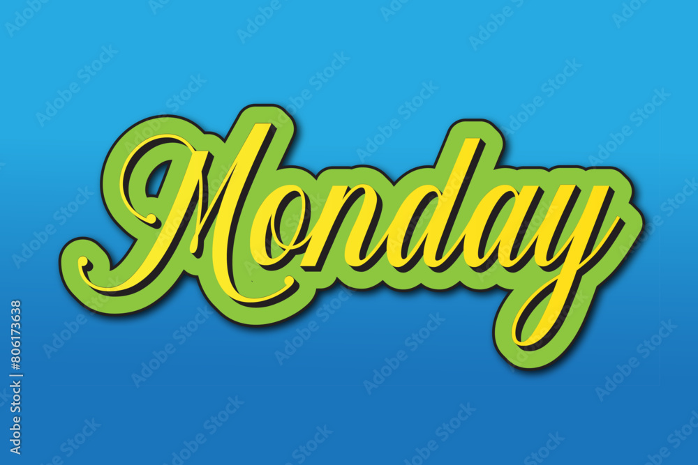 Monday. Day of the week. Graffiti font letters. Days are presented with ...