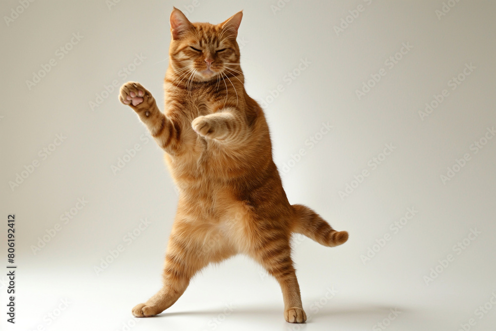 Cute cat having fun in front of white background, isolated image. Photo ...