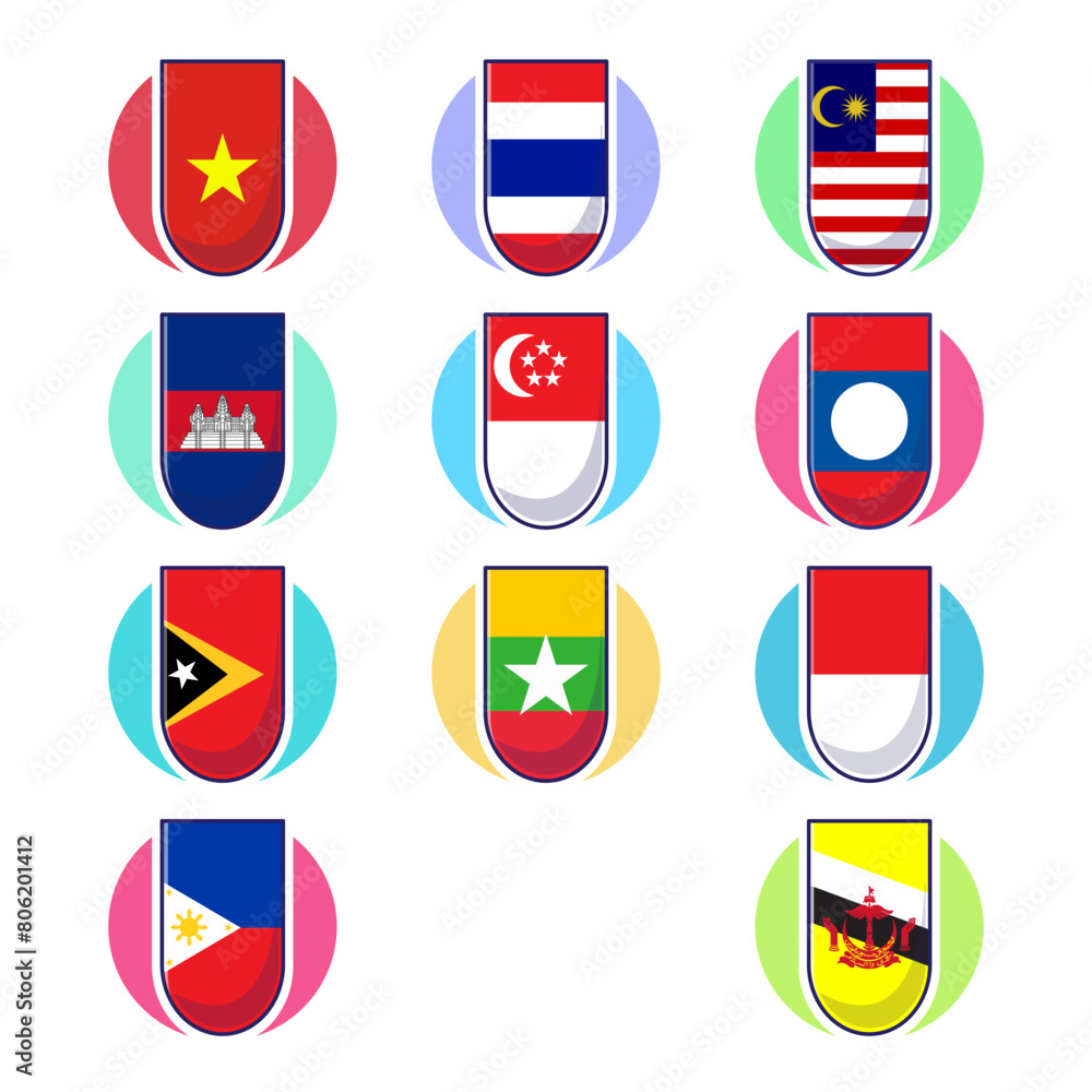 Great cartoon vector of Southeast Asian countries flag icon mascot ...