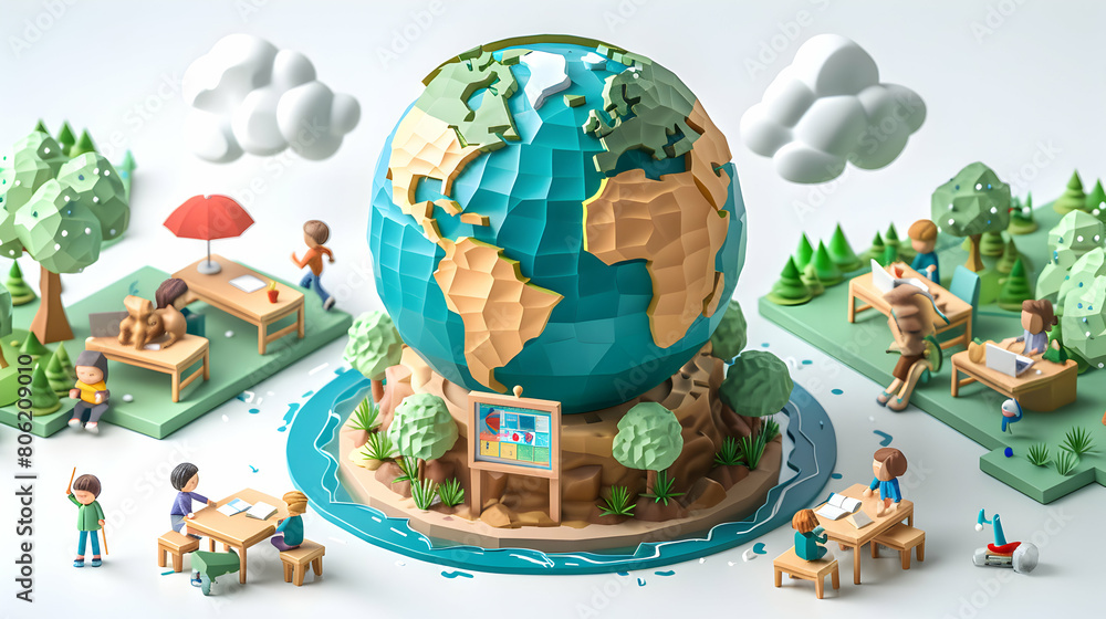 Children in a classroom learning about global population dynamics ...