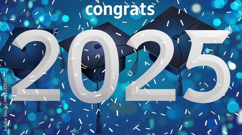 congratulations and graduation caps and deration with new platform ...