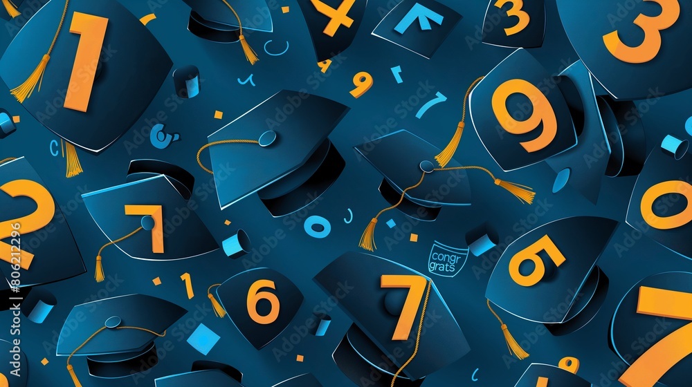 congratulations and graduation caps and deration with new platform ...