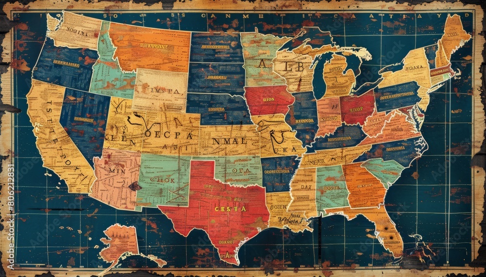 state map of America ,USA Bring to life Frontal View State Maps in ...