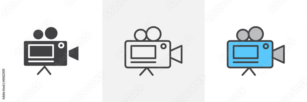 Media Production Icon Set. Video camera vector symbol. Film recording ...