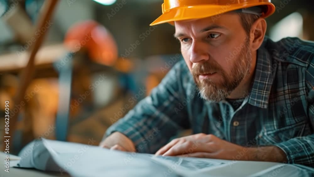 Vidéo Stock A professional engineer meticulously crafts a project work ...