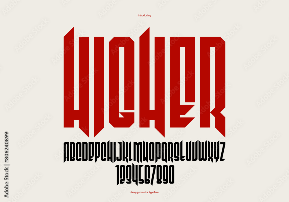 Sharp and bold vector display condensed font for logos, gothic or heavy ...