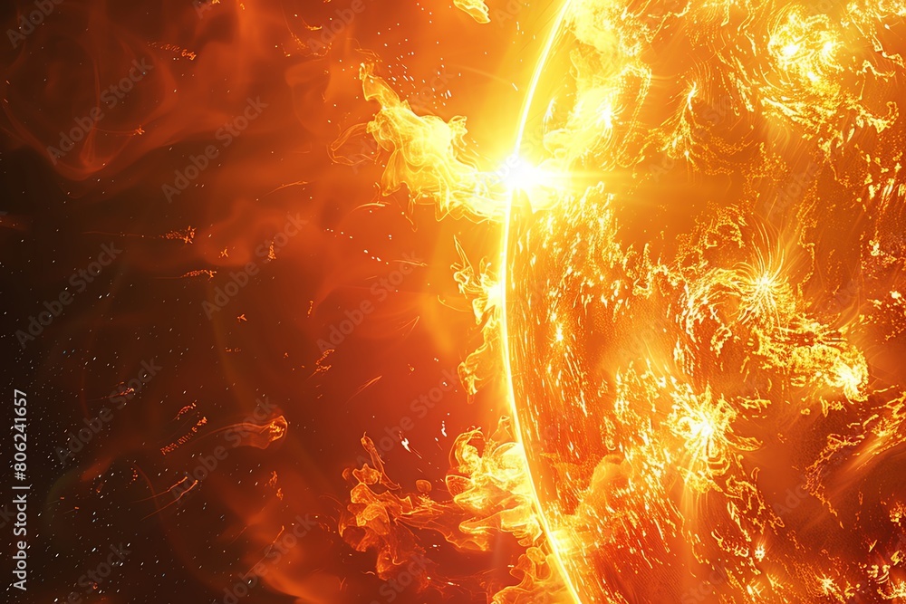 Realistic 4K solar storm, detailed flares and coronal mass ejections Stock Illustration | Adobe ...