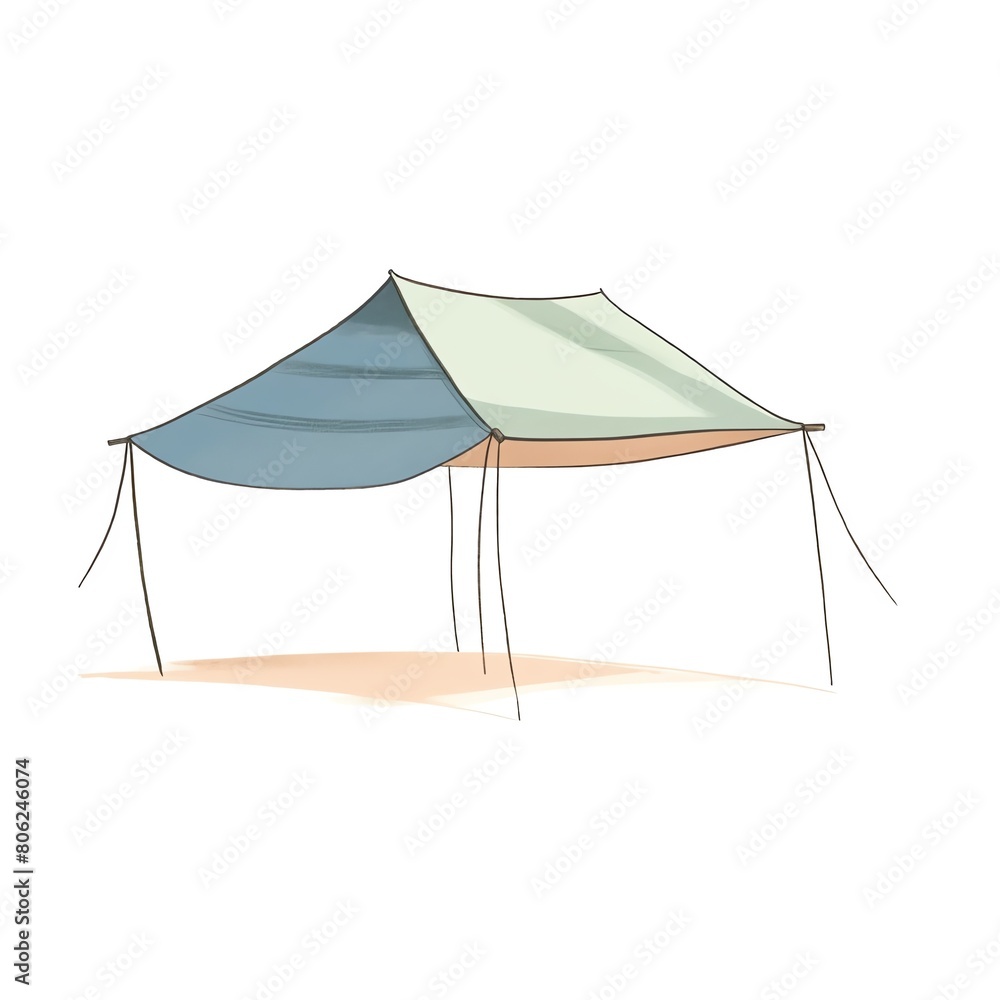 A watercolor of Shelter tent or tarp clipart, isolated on white ...