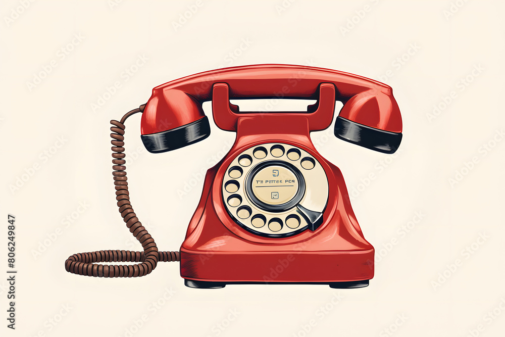 vintage style illustrated telephone, old telephone illustration old ...