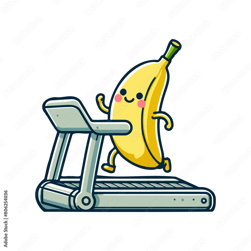 cute icon character banana treadmill Stock Illustration | Adobe Stock