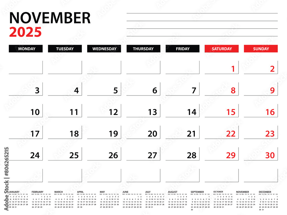 November 2025 year planner template, calendar 2025 template, monthly ...