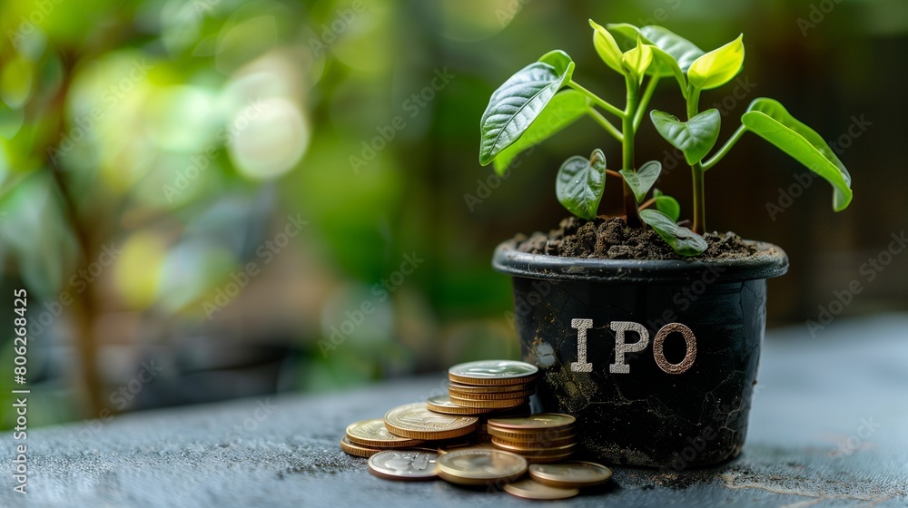 Foto de Money tree with leaves sprouting from a shiny golden pot ...