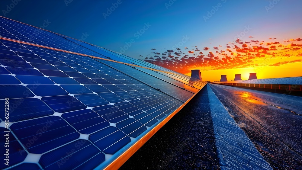 Solar panels integrated into road infrastructure with power station ...