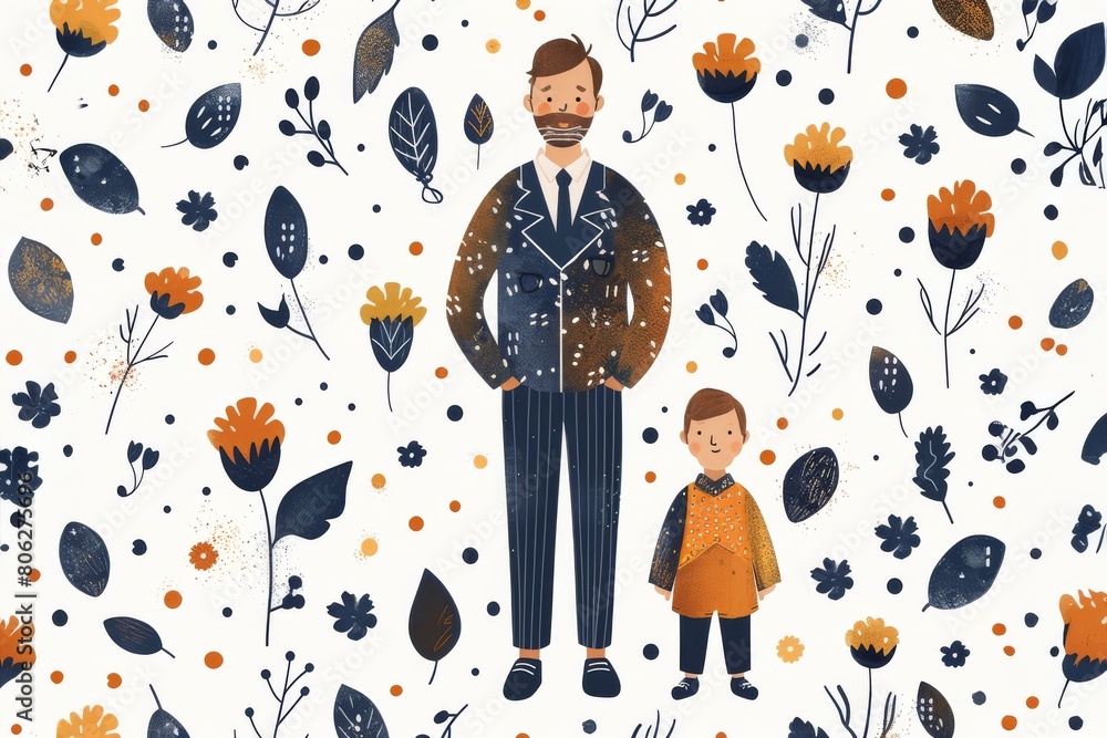 Fathers day portrait. Fathers day pattern. Fathers day seamless pattern ...
