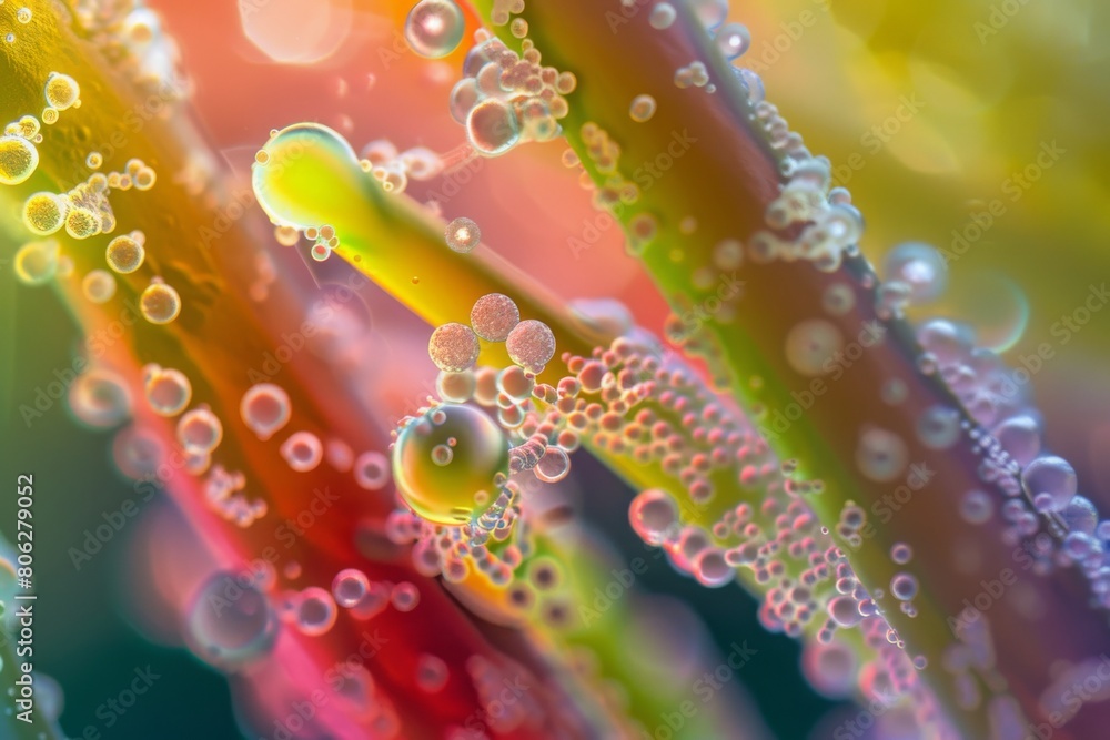 Microscopic view of bacillus bacteria with a gradient from purple to ...