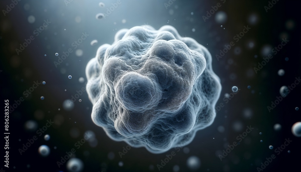 Microscopic View of a Human Cell in a Fluidic Space with Floating ...