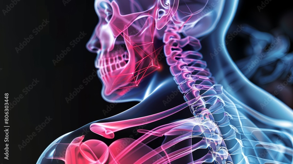 Medical infographic showing shoulder anatomy with pain points, X-ray ...