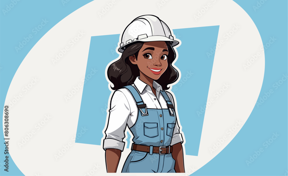beautiful woman, premium mascot, civil engineer logo, black girl ...