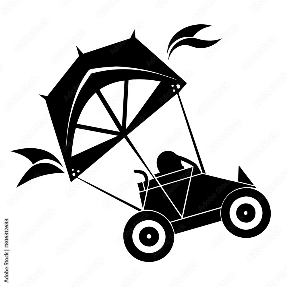 Kite Buggying Vector SVG silhouette illustration, laser cut, Kite ...