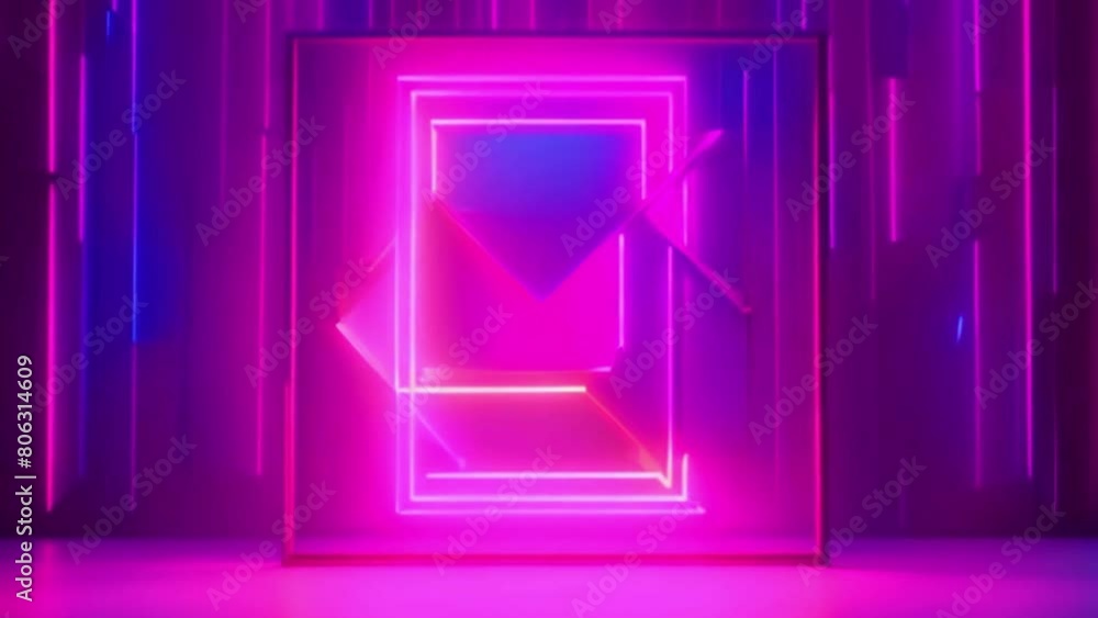 A retro wave rectangle frame serves as the backdrop for luminous ...