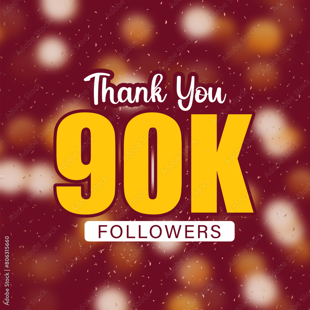 Thank You 90K Followers celebration happy post design with golden ...