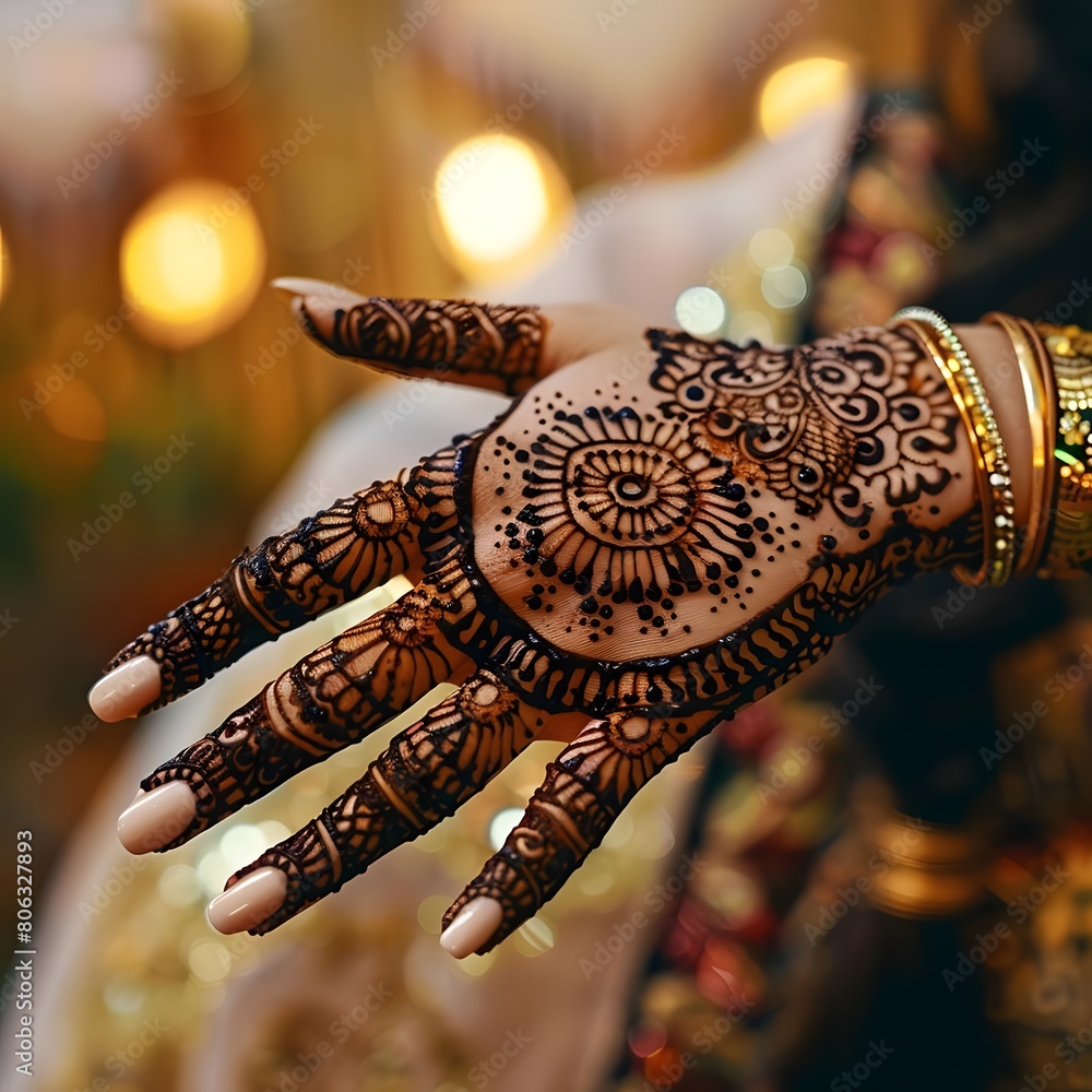Intricate henna designs on a hand for Eid al-Adha, showcasing ...