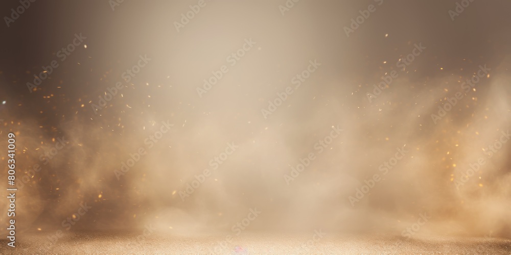 Beige smoke empty scene background with spotlights mist fog with gold ...
