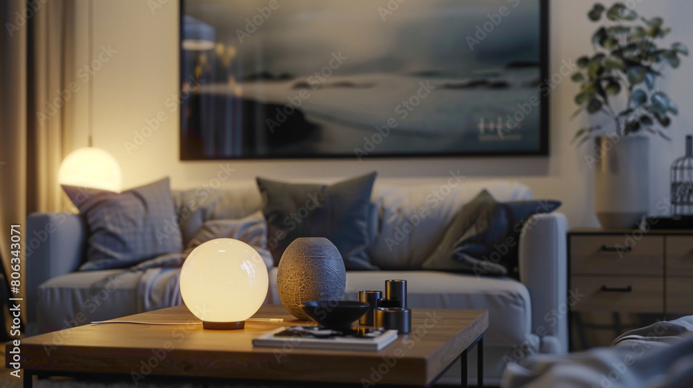 Discover a stylish living room adorned with contemporary accents A ...