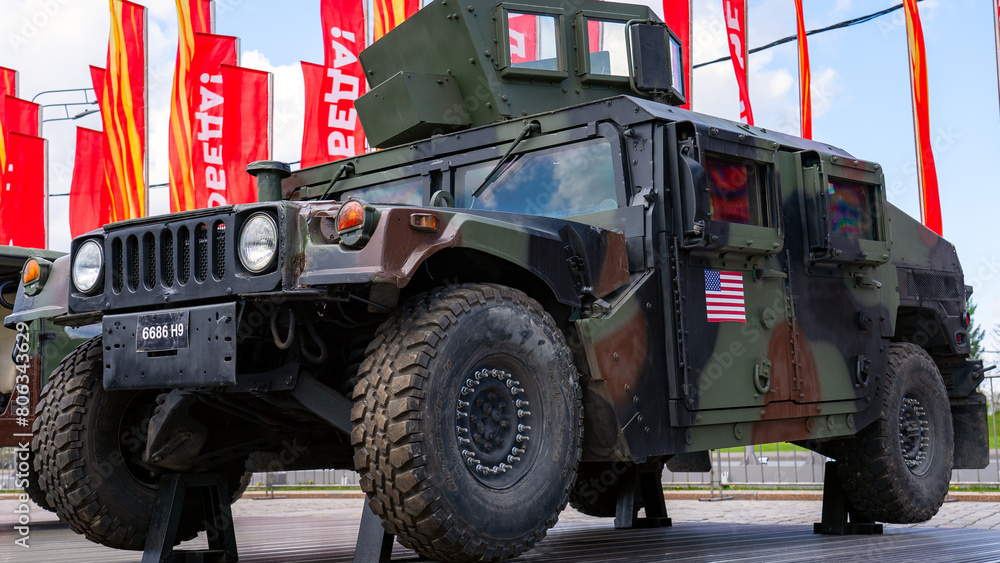 Moscow May 05 2024. American SUV Hummer at trophy exhibition in Moscow ...