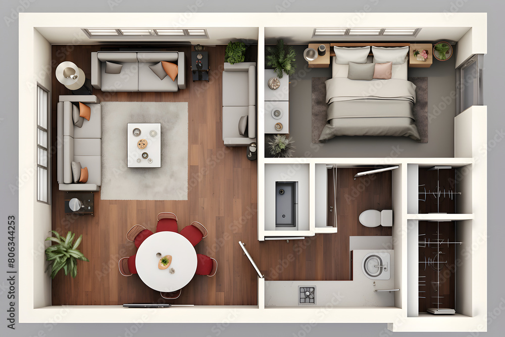 interor design from an architect illustration, 3d interior illustration ...