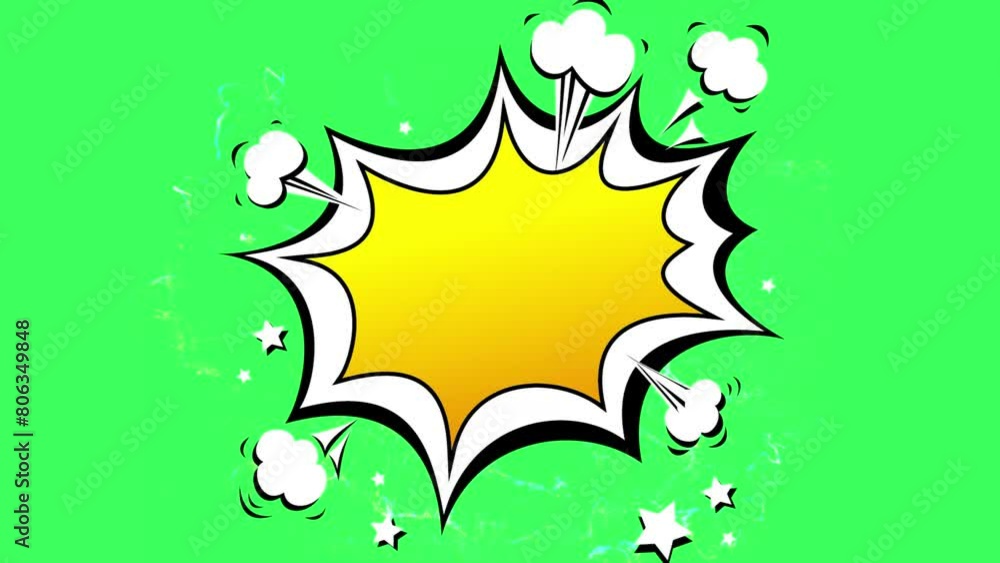 2D animation of comic pop art colorful speech bubble, thought bubble ...