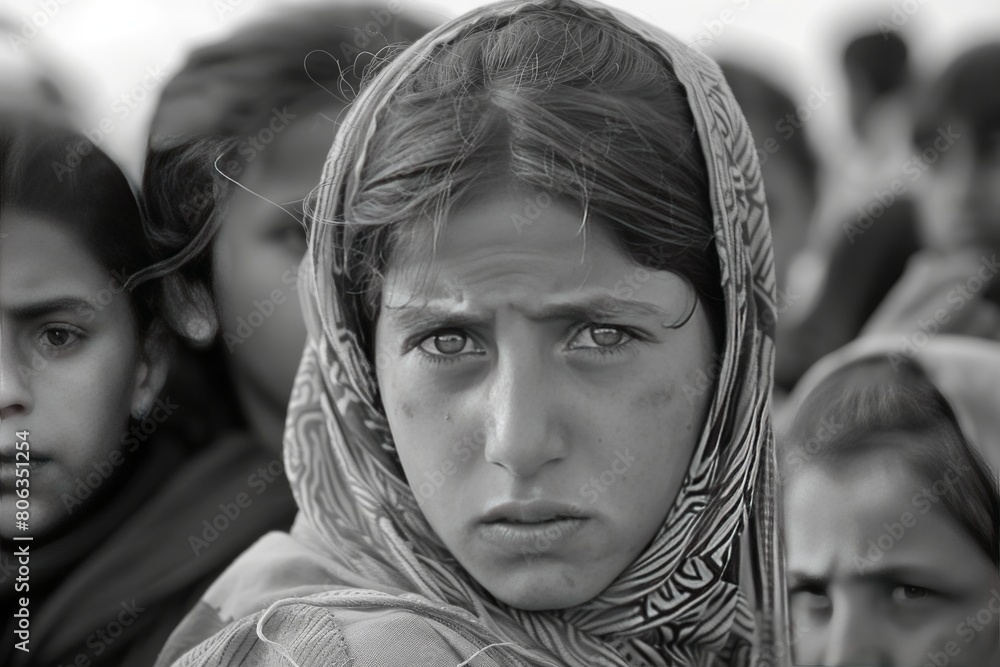 A young girl's intense eyes are a window to her soul, revealing depth ...