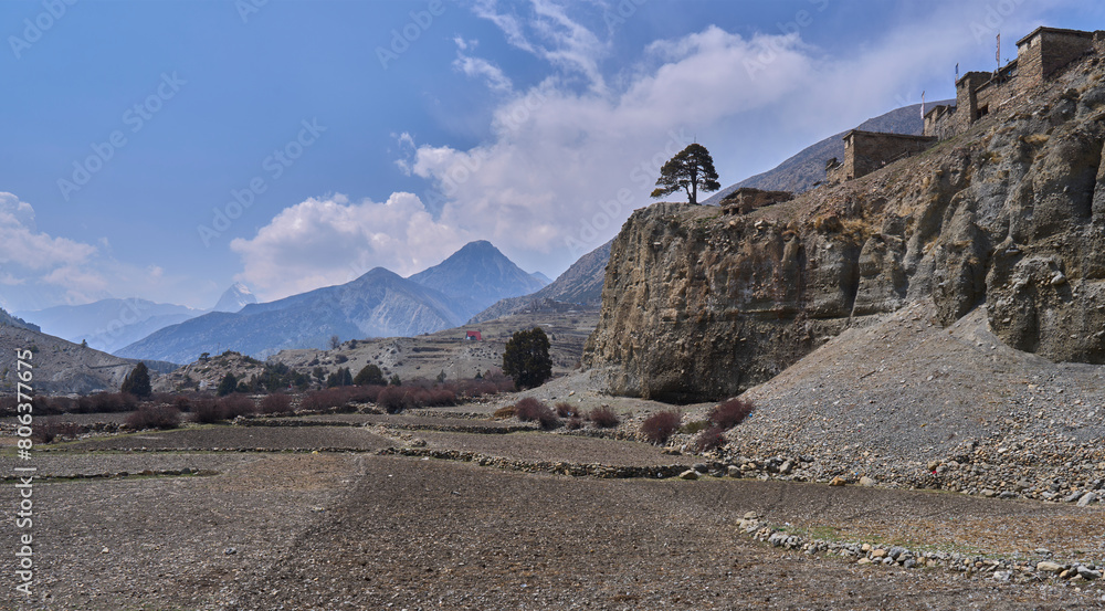 Outskirts of the high altitude village Manang, Annapurna Conservation ...