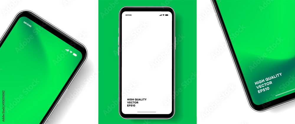 Realistic smartphone mockup. Mobile phone vector with isolated on white ...