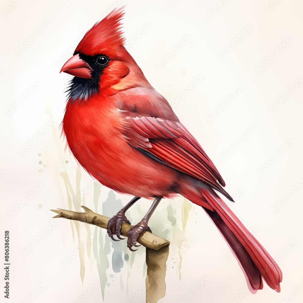 Red cardinal. Cardinal bird clipart. Watercolor illustration ...